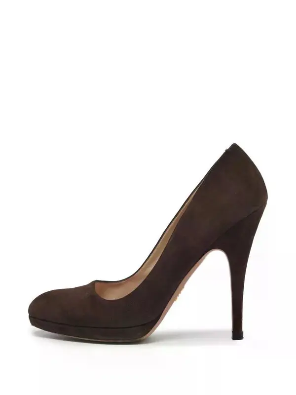 Prada Suede Platform Pumps - Brown