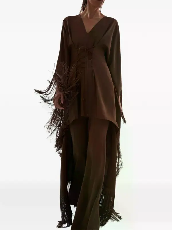 TALLER MARMO Sierra Fringed Kaftan Mini Dress
