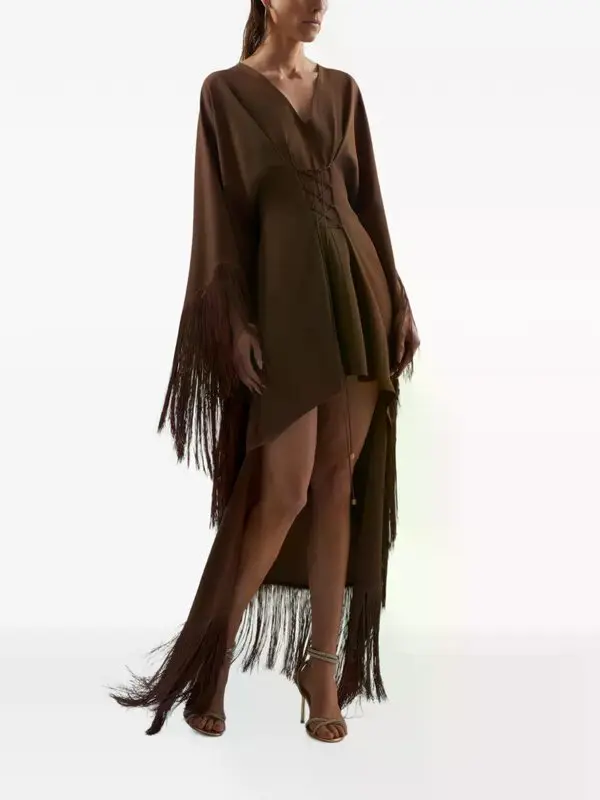 TALLER MARMO Sierra Fringed Kaftan Mini Dress