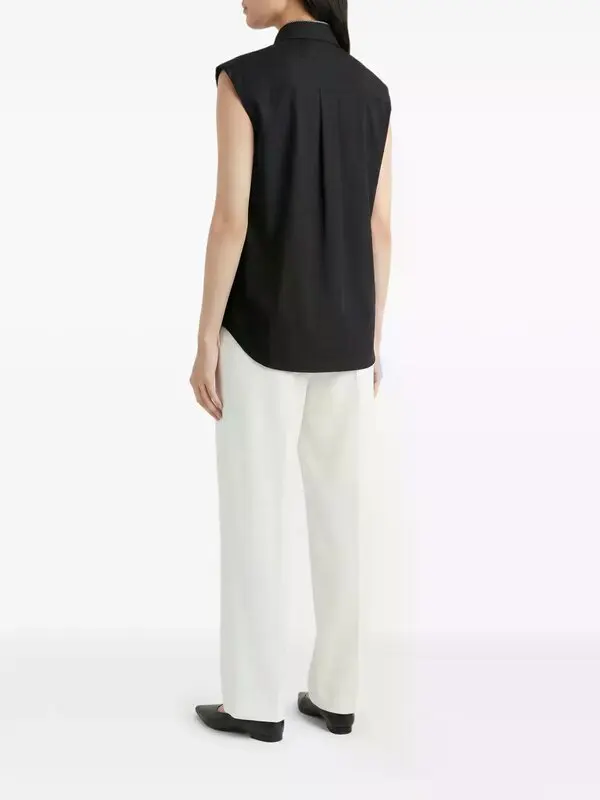 Brunello Cucinelli Embellished Collar Sleeveless Shirt