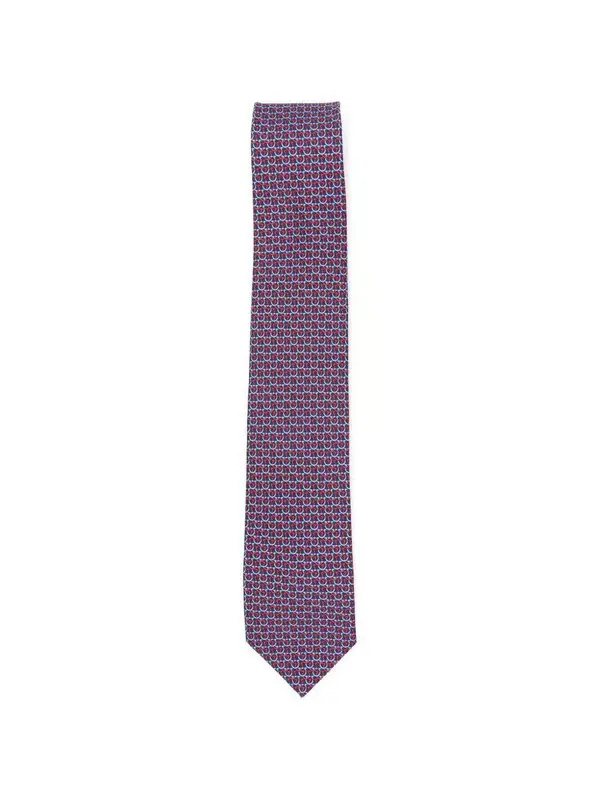 FERRAGAMO Gancini Pattern Tie - Blue