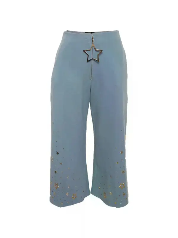 Elisabetta Franchi Star And Stud Embellished Wide-leg Trousers - Blue
