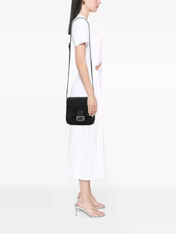 Fendi Zucchino Canvas Crossbody Bag - Black