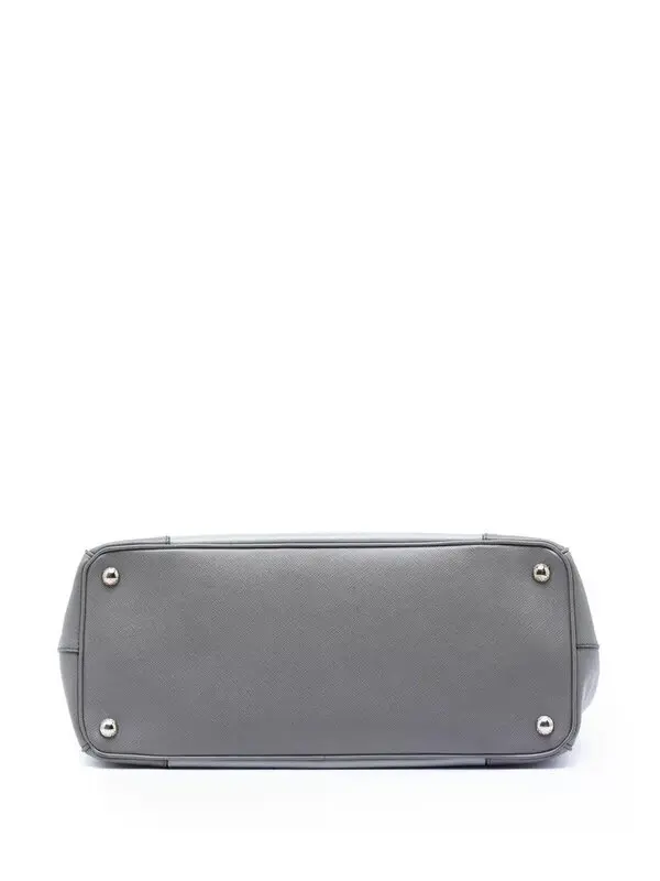 Prada Saffiano Lux Galleria Double Zip Satchel - Grey