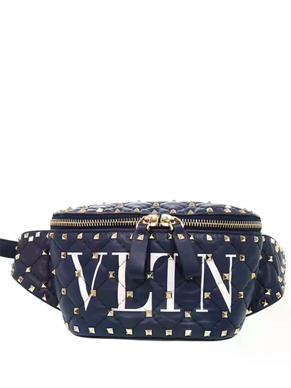 Valentino Garavani Quilted Lambskin Rockstud Spike Belt Bag - Blue