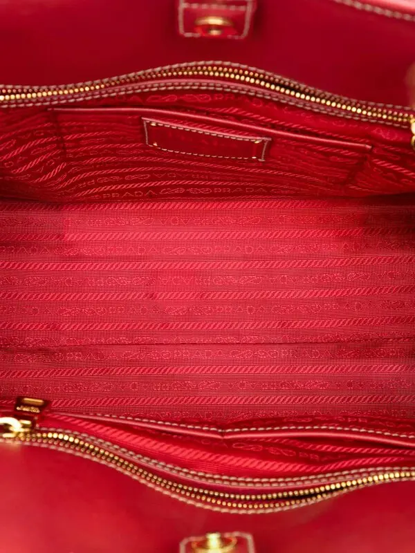 Prada Saffiano Trimmed Canapa Logo Satchel - Neutrals
