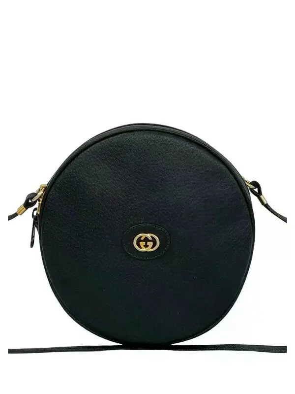 Gucci Calfskin Interlocking G Round Crossbody Bag - Black