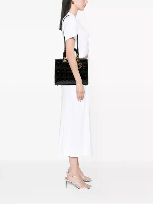 Dior Large Patent Cannage Lady Satchel