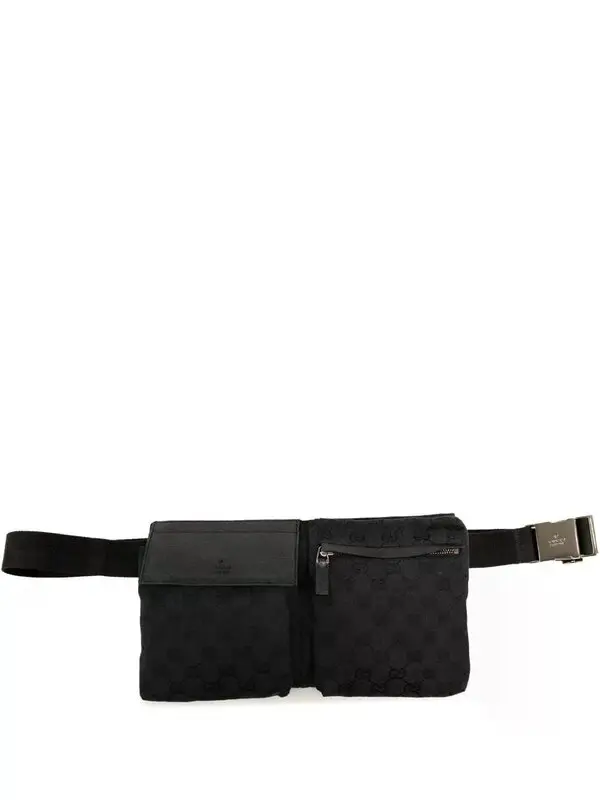 Gucci Gg Canvas Double Pocket Belt Bag - Black