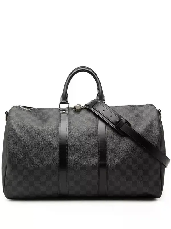 LOUIS VUITTON Damier Graphite Keepall Bandouliere 45 Travel Bag - Black