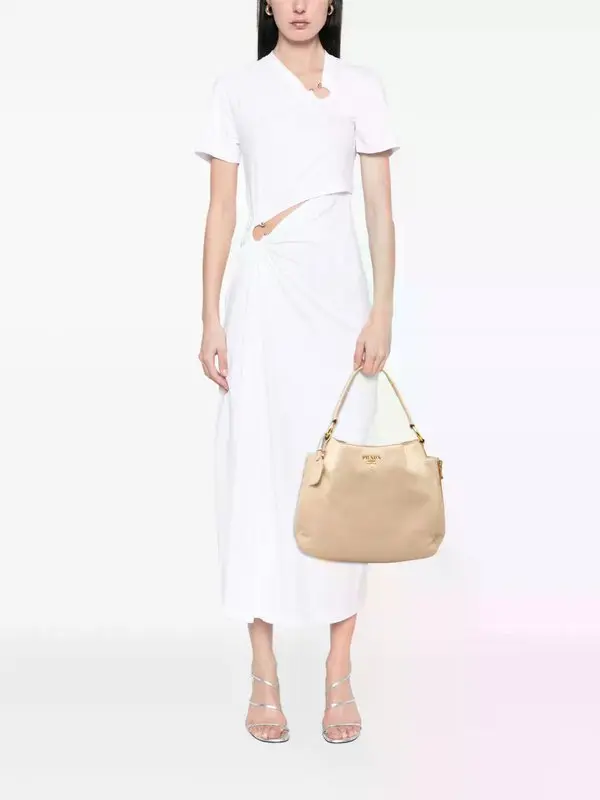 Prada Vitello Daino Side Zip Pocket Hobo Bag