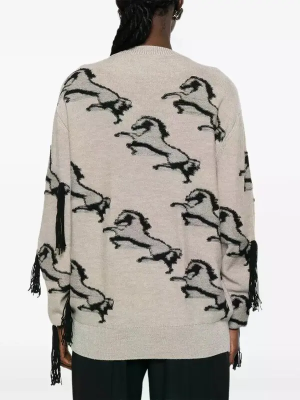 Stella McCartney Horse-pattern Fringed Sweater