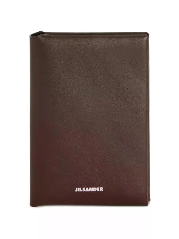 JIL SANDER Grained Leather Passport Holder - Brown