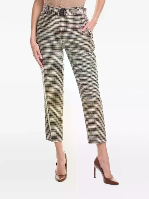Brunello Cucinelli Plaid Belted Trousers - Neutrals