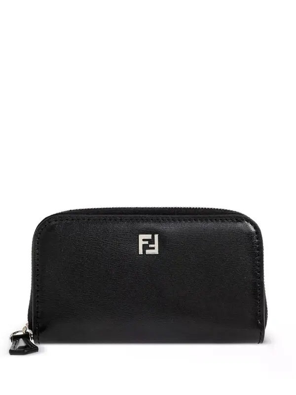 Fendi Mini Ff Logo-plaque Leather Wallet - Black