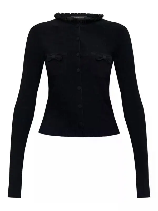 Balenciaga Ruffled Bow Cardigan - Black