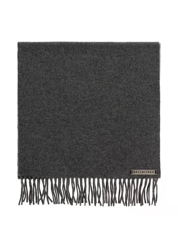 Balenciaga Fringed Logo-plaque Scarf