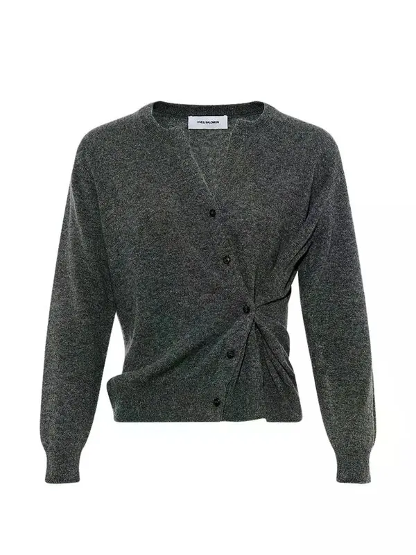 YVES SALOMON Asymmetric Button Cashmere Cardigan - Grey