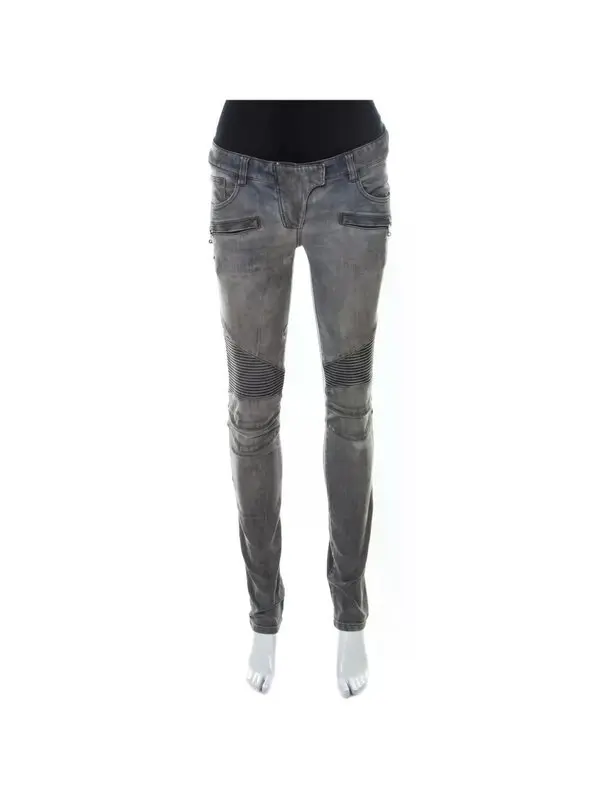 Balmain Pin-tucked Knee Detail Jeans - Grey