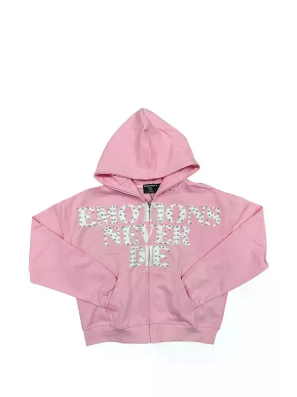MIXED EMOTION Embellished Zip-up Hoodie