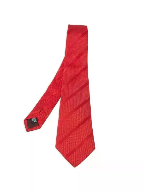 Giorgio Armani Diagonal Stripe Silk Jacquard Neck Tie - Red