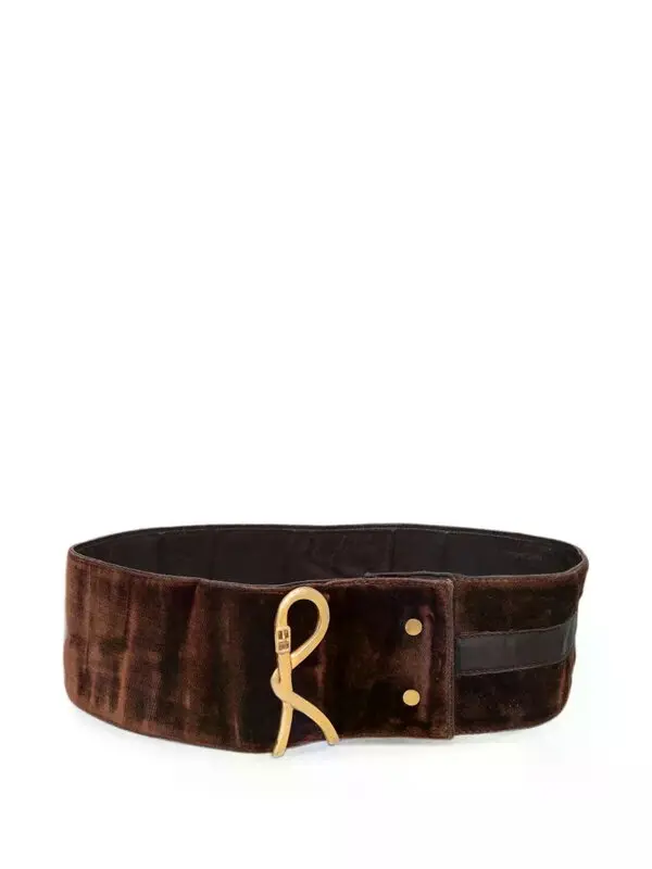 Roberta Di Camerino R Logo Velvet Belt - Brown