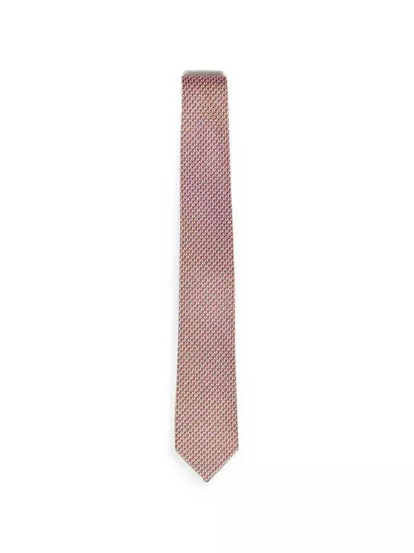 FERRAGAMO Silk Sailboat Print Neck Tie - Orange