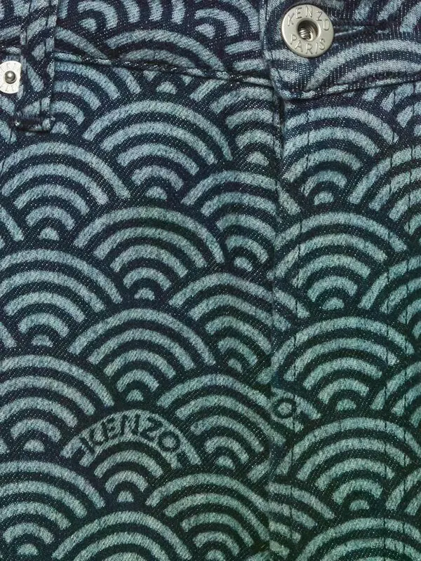 Kenzo Japanese Seigaiha Wave-print Cargo Jeans