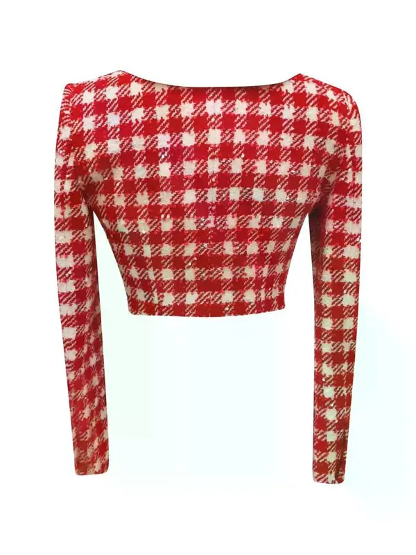 Alessandra Rich Checked Tweed Cropped Jacket
