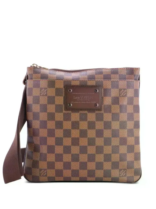 LOUIS VUITTON Brooklyn Pochette Plate Damier Crossbody Bag - Brown