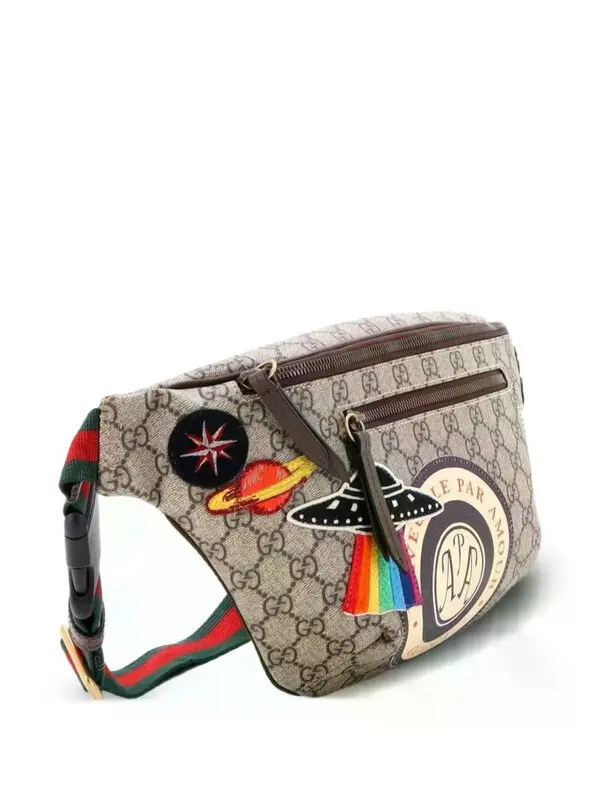 Gucci Gg Coated Canvas Applique Belt Bag - Brown