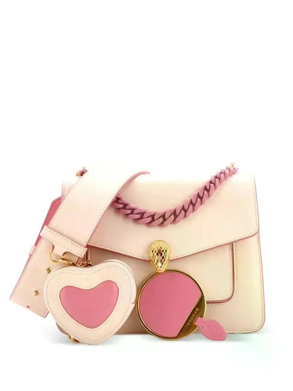 BVLGARI Serpenti Forever Maxi Chain Heart Pouch Leather Crossbody Bag - Neutrals