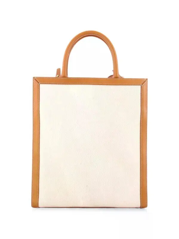 Celine Vertical Cabas Canvas With Leather Small Tote Bag