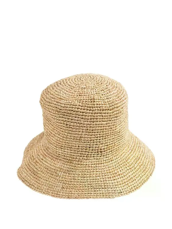 ANINE BING Raffia Hat With Logo Plaque