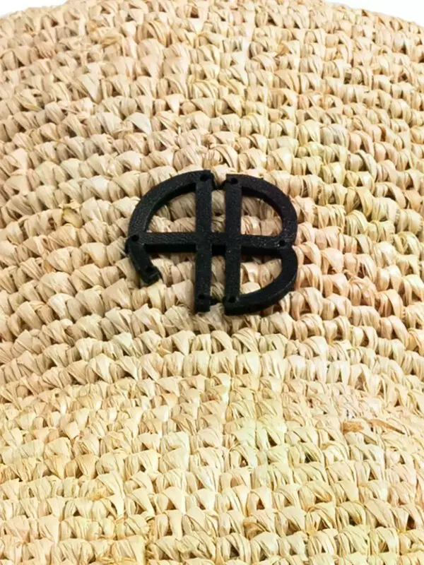 ANINE BING Raffia Hat With Logo Plaque
