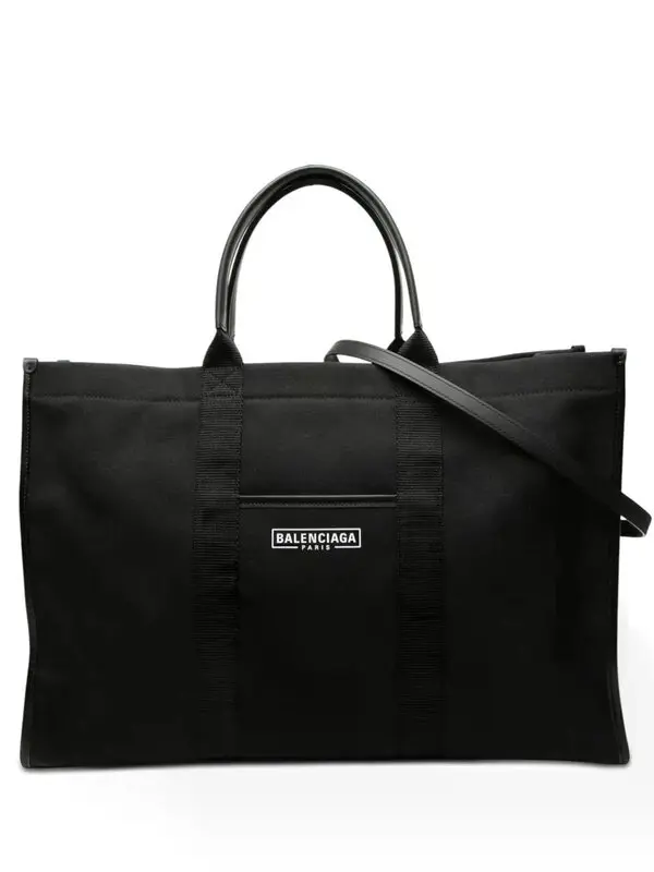 Balenciaga Canvas Hardware Tote Satchel - Black