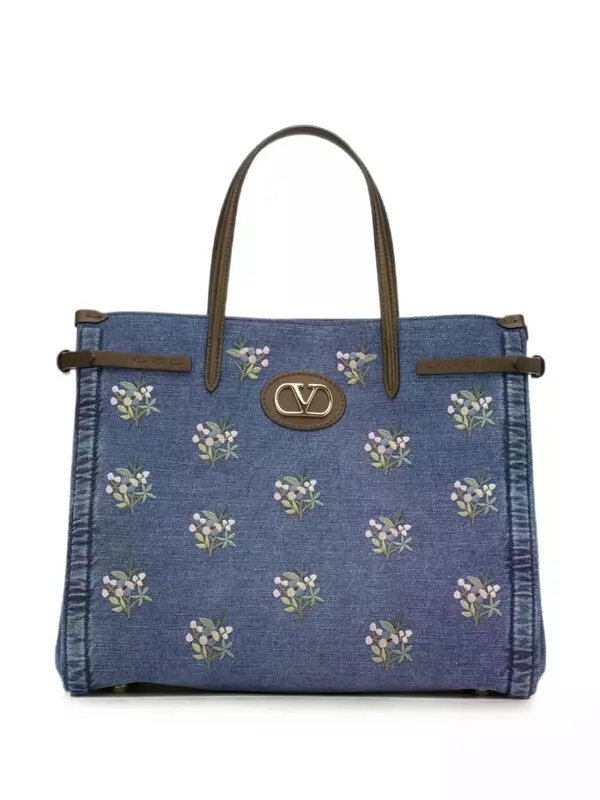 Valentino Garavani Antibes Embroidered Tote Bag - Blue