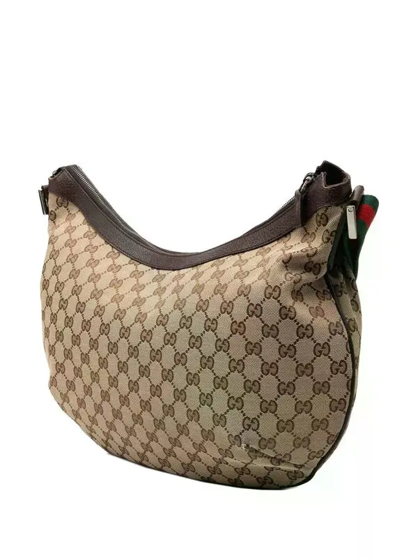 Gucci Gg Canvas Web Half Moon Crossbody Bag