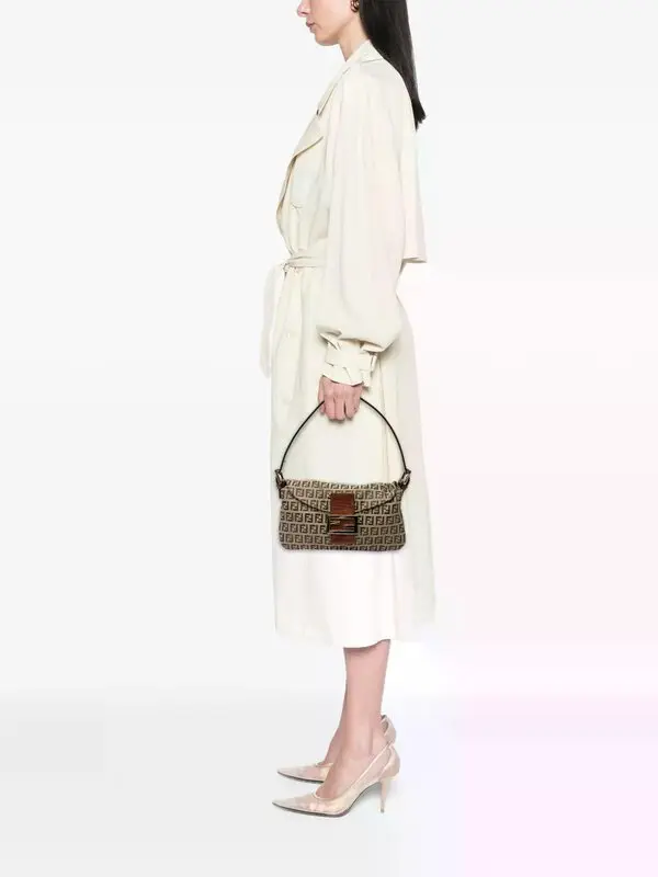Fendi Zucchino Canvas Double Flap Shoulder Bag
