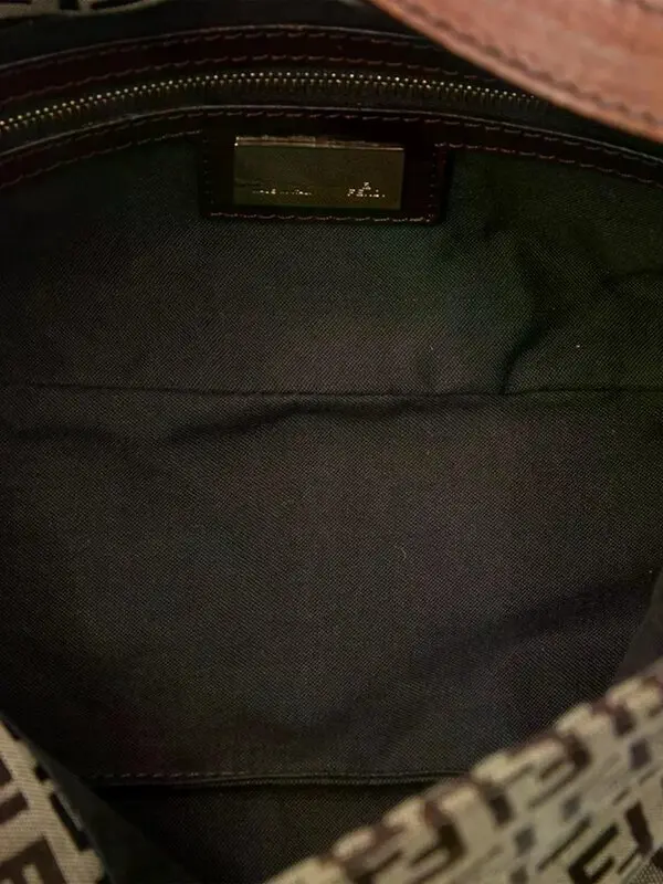 Fendi Zucchino Canvas Double Flap Shoulder Bag