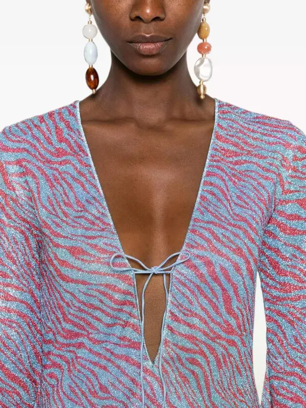 Oseree Zebra Print Glitter Mini Dress