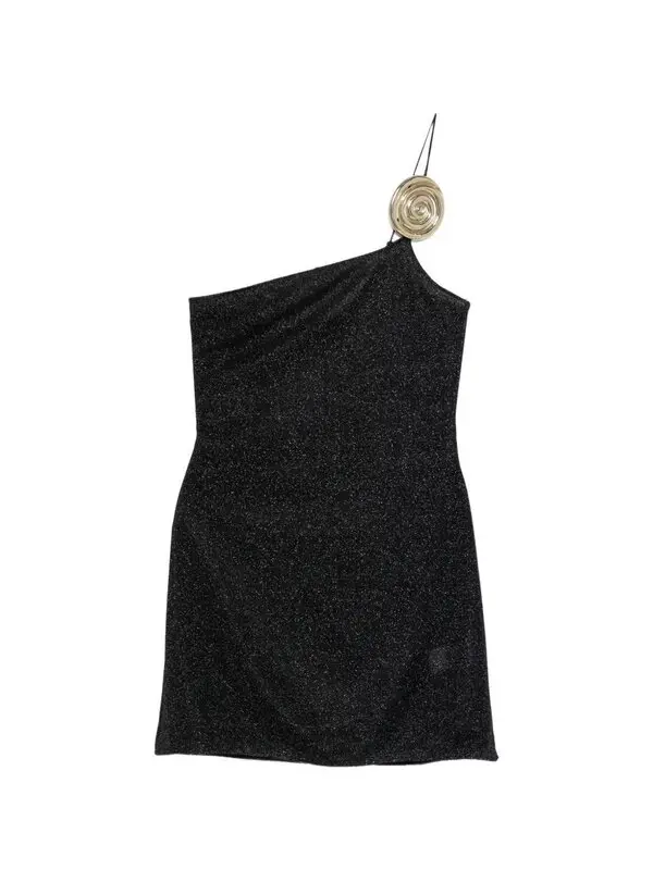Oseree Lumière Spiral One-shoulder Mini Dress - Black