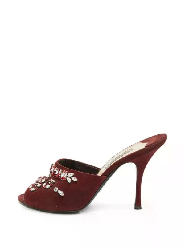 Prada Crystal-embellished Suede Heeled Mules