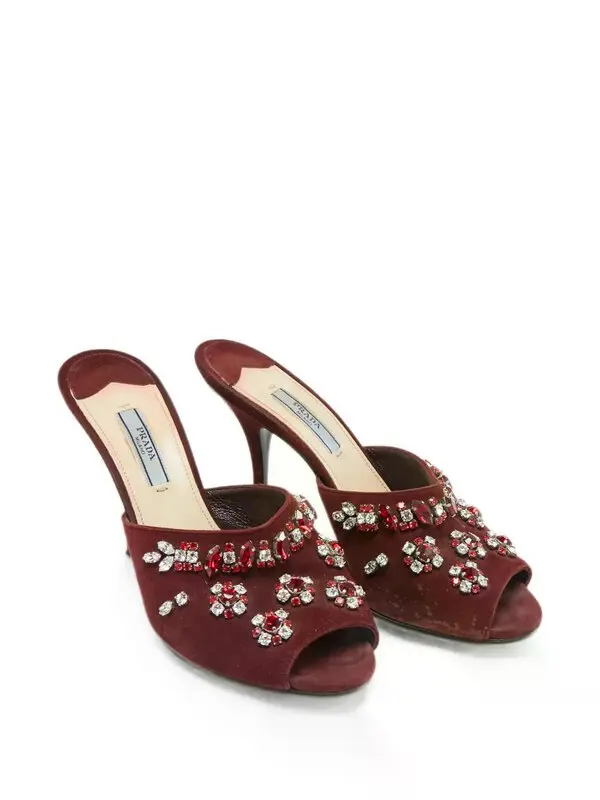 Prada Crystal-embellished Suede Heeled Mules