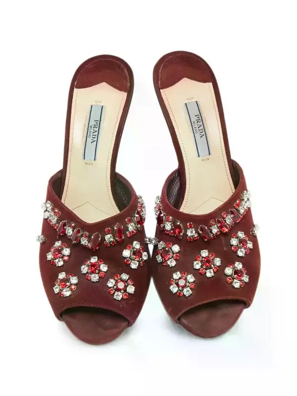 Prada Crystal-embellished Suede Heeled Mules