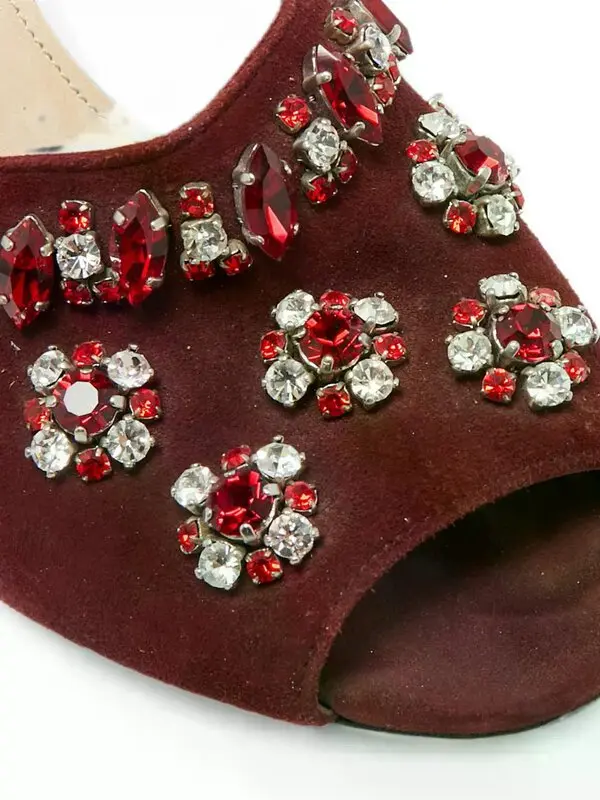 Prada Crystal-embellished Suede Heeled Mules