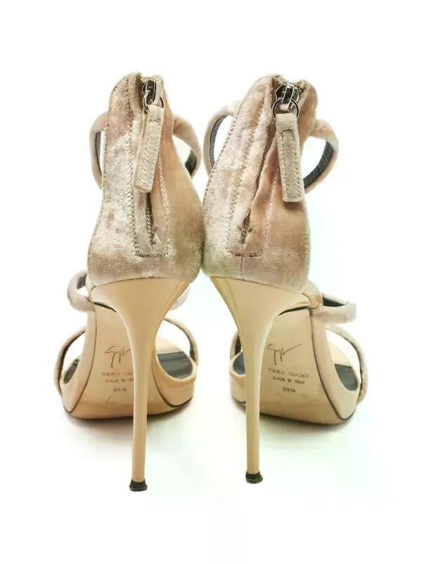 GIUSEPPE ZANOTTI Harmony Velvet Heeled Sandals - Neutrals