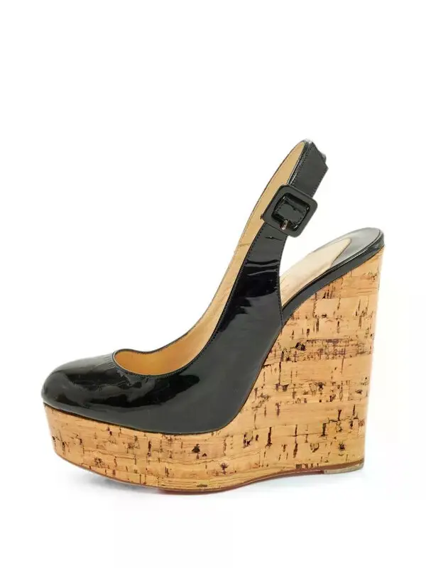 CHRISTIAN LOUBOUTIN Une Plume Cork-wedge Pumps - Black