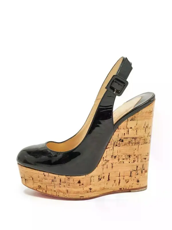 CHRISTIAN LOUBOUTIN Une Plume Cork-wedge Pumps - Black