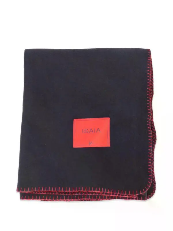 Isaia Blanket-stitch Logo-patch Blanket